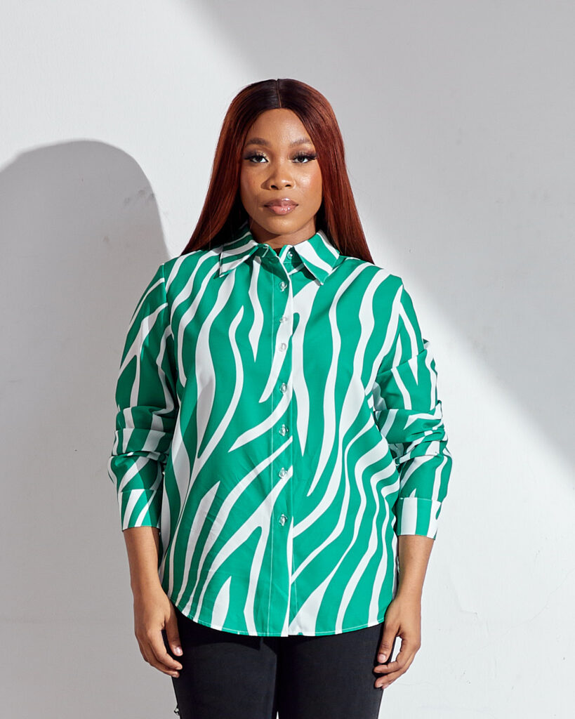 (BARGAIN SHOP)JENRQ GREEN PRINT SHIRT - Debrasgrace