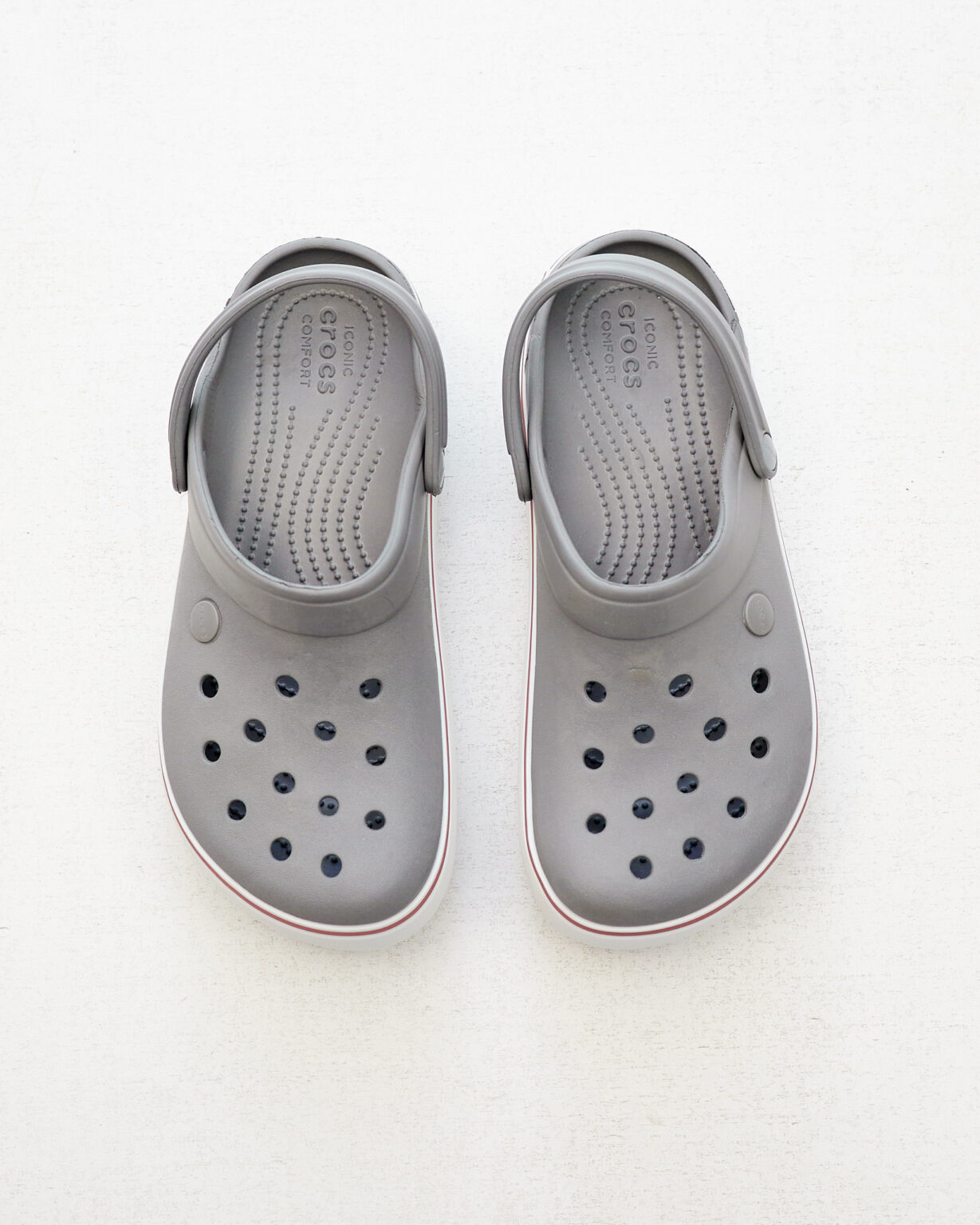 (2FOR35K) FRENCH GREY X WHITE PLATFORM CLOGGS CROCS - Debrasgrace