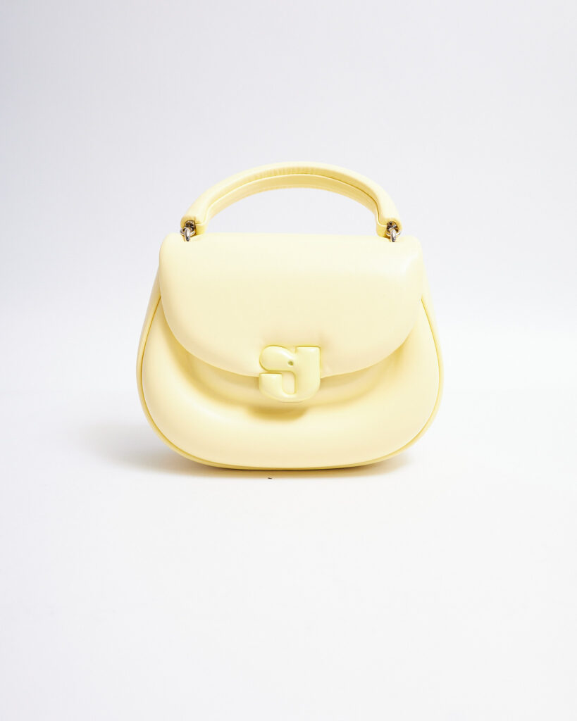 WARM YELLOW J LOGO PUFFY GRAB HANDLE BAG - Debrasgrace