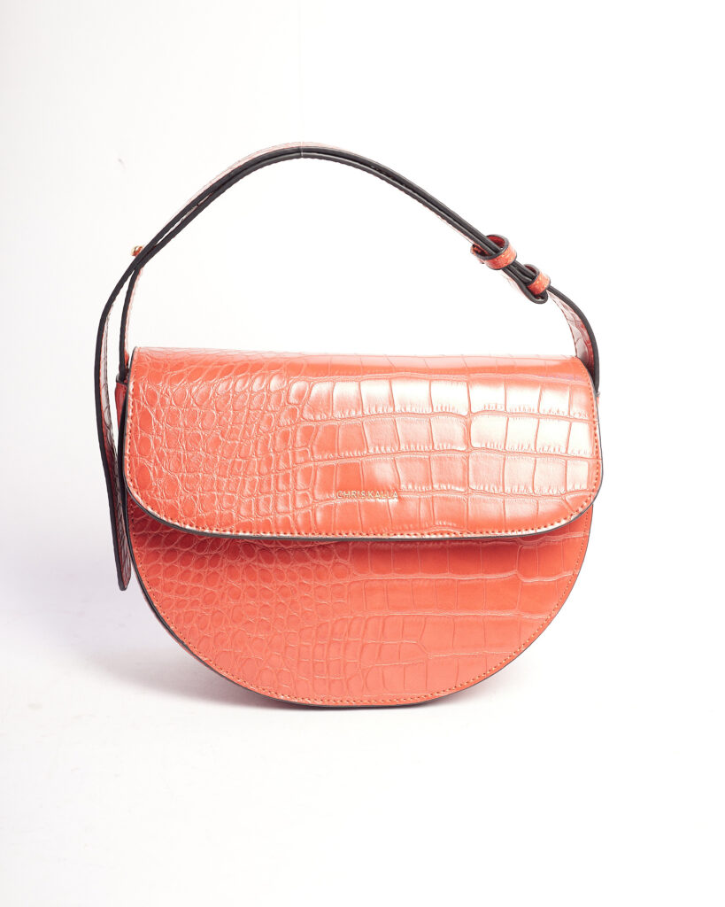 KALLA 82330 RUST CROCO HALF CIRCLE DOUBLE STRAP 2PC BAG - Debrasgrace