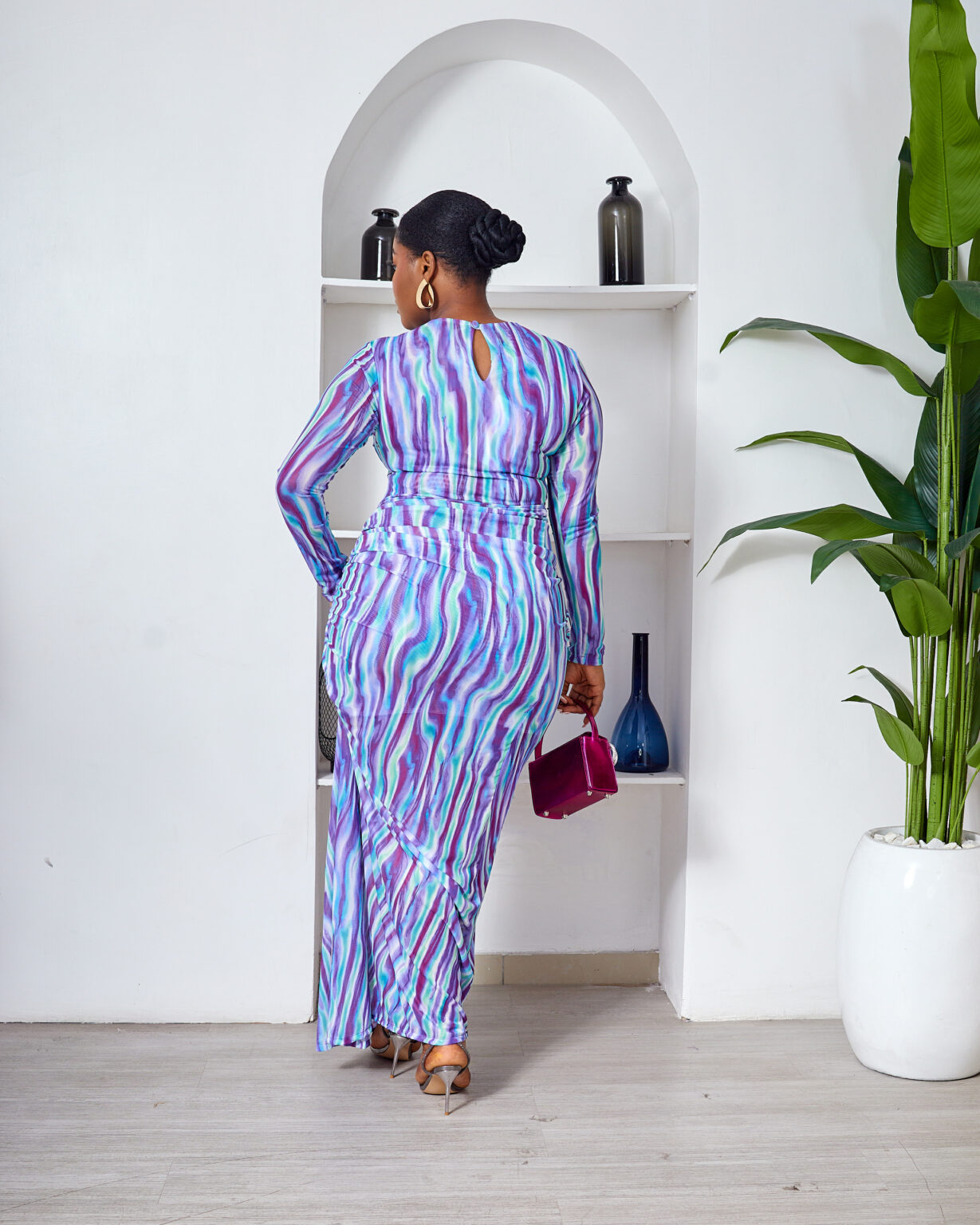 SASHES X HIDES PURPLE/LILAC RUCHED SIDE MESH DRESS - Debrasgrace