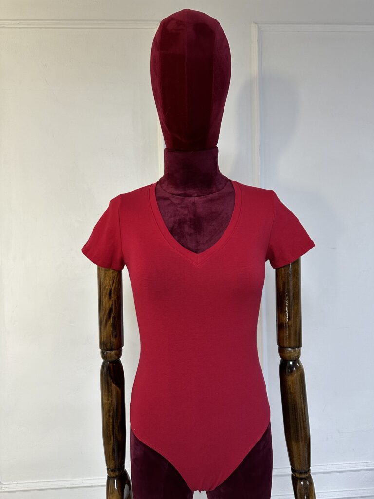 BOZZO RED VNECK BODYSUIT - Debrasgrace