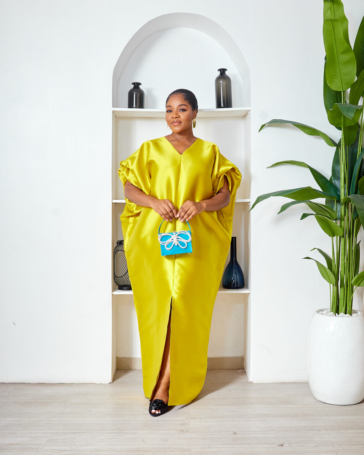SASHES X HIDES LEMON MIKADO CAFTAN - Debrasgrace