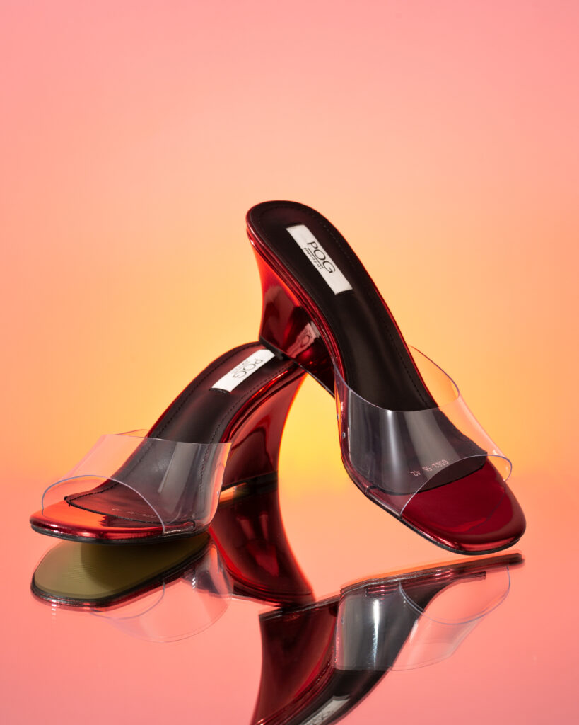 POG BURGUNDY PERSPEX WEDGE SLIPPERS - Debrasgrace