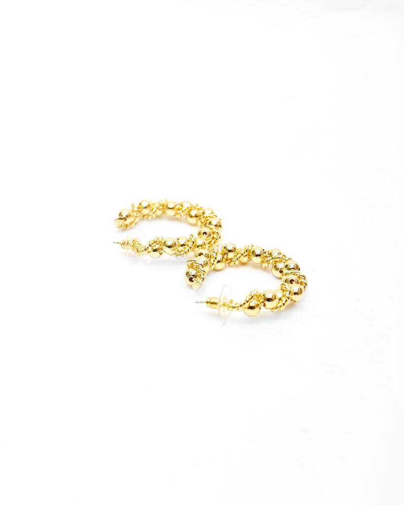 ABELLA K105372E GOLD BALL TWINE HOOPS - Debrasgrace