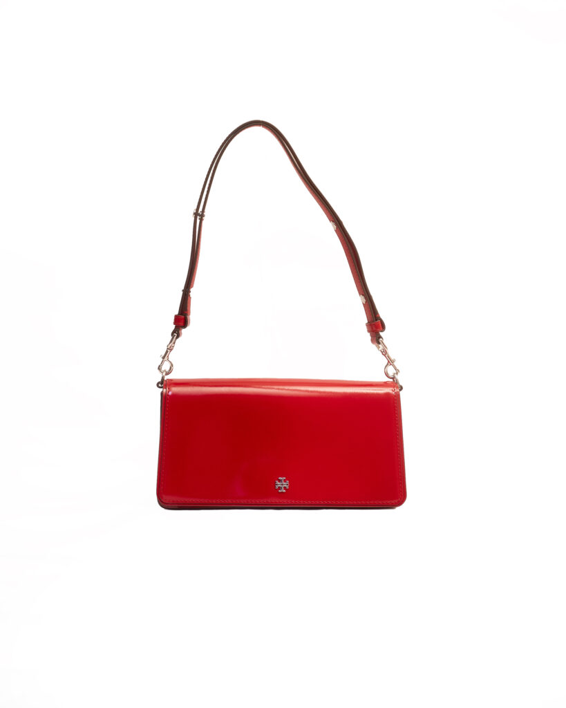 TORY BURCH EMERSON PATENT WARM RED CONVERTIBLE CROSS BODY BAG - Debrasgrace