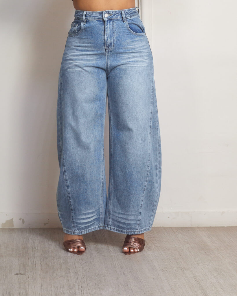 DEY 5082 BLUE ART STRIP BARREL JEANS - Debrasgrace